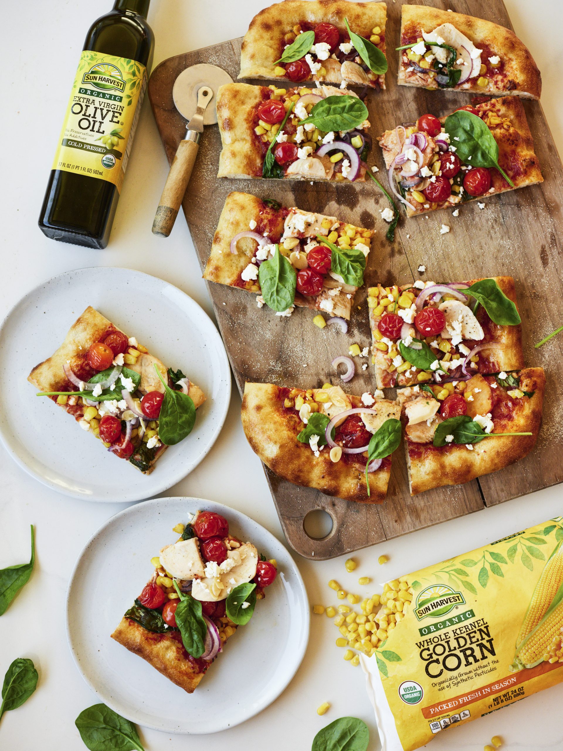 Garlic Roasted Tomato, Corn, and Spinach Flatbread – CCParent